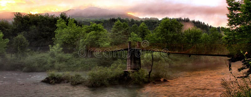 Wooden Bridge in the Mountain Stock Photo - Image of europe, mountain ...