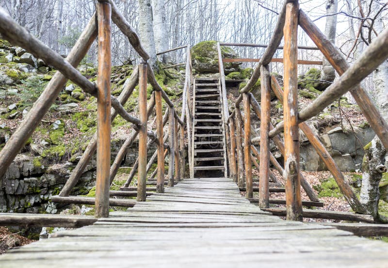 Wooden bridge mountain stock image. Image of peak, park - 50950335
