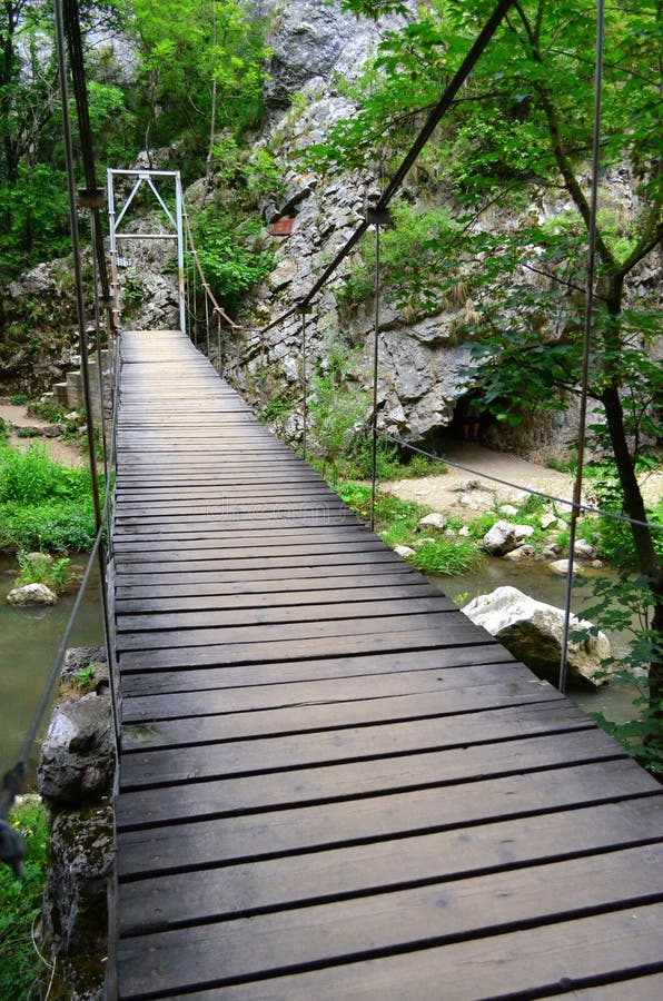 Wooden Bridge Over Mountain Brook Stock Photo - Image of landscape ...