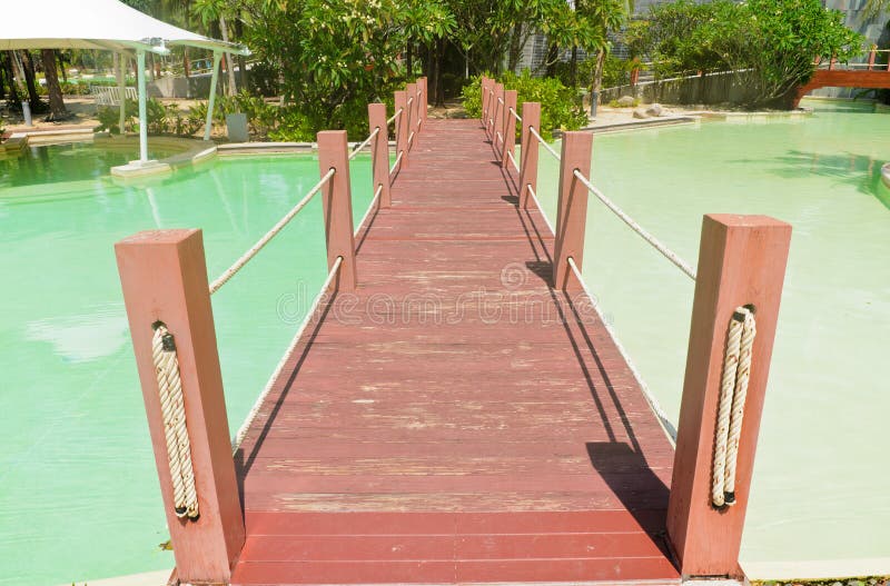 Bridge Over Tropical Swimming Pool Stock Photo - Image of beautiful ...
