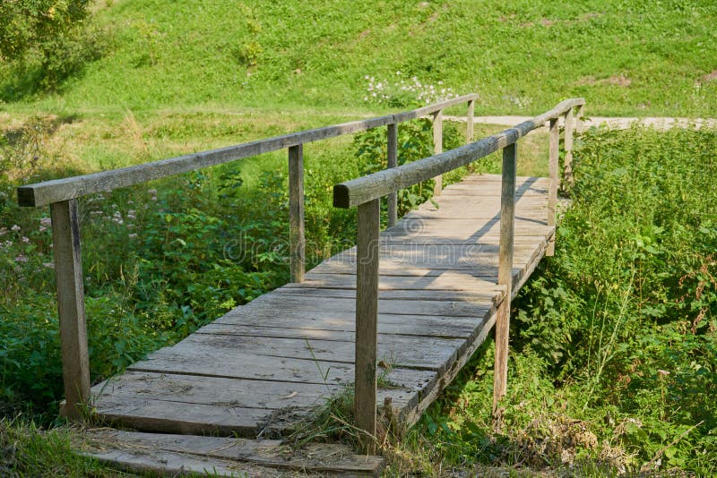 Wooden Bridge Over a Stream,old Wooden Bridge Over the Dried Up River ...