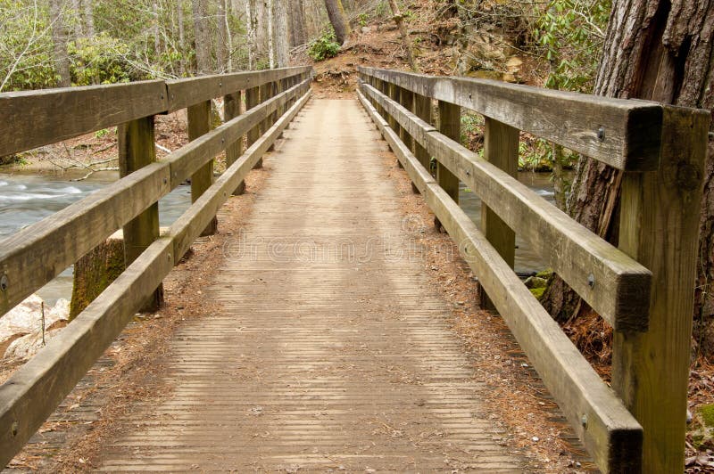Wooden Bridge Over a White Water Stream. Stock Photo - Image of wooden ...