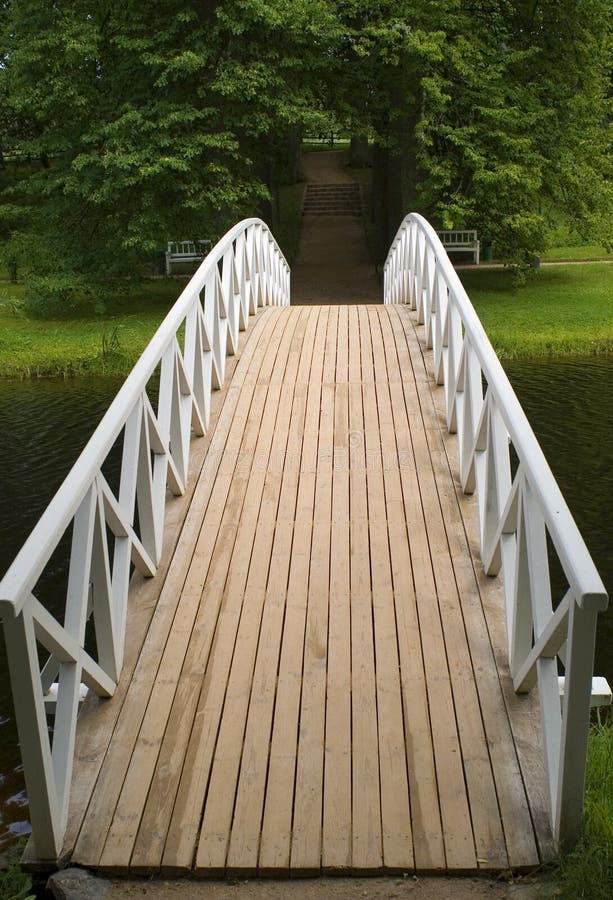 Wooden bridge in park stock photo. Image of grass, green - 10252130