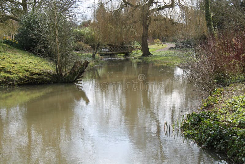 Wooden Bridge. stock photo. Image of park, tree, woodland - 93033754