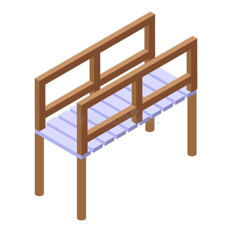 Wooden Bridge Standing on Four Pillars Connecting Two Sides Stock ...