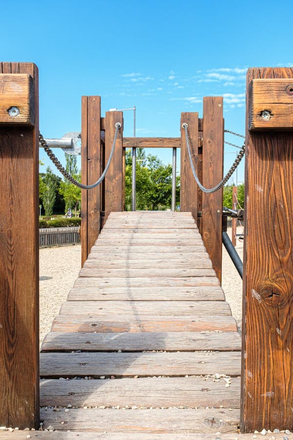 Wooden Bridge Structure on a Blue Sky Stock Image - Image of nature ...