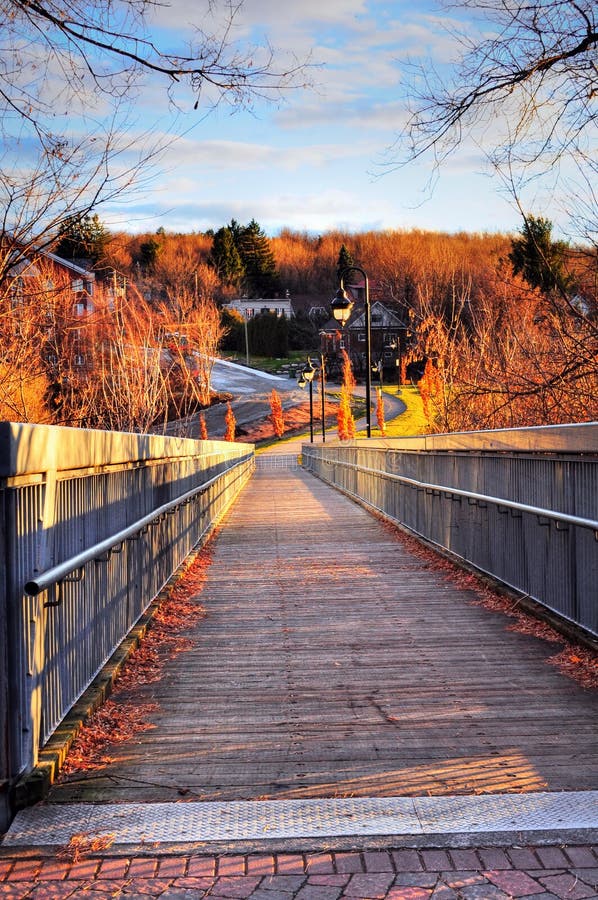 Wooden bridge at sunset stock photo. Image of power, fall - 19575868