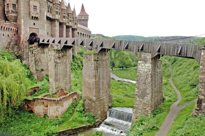 The Wooden Bridge To Corvin Castle Stock Image - Image of mathias ...