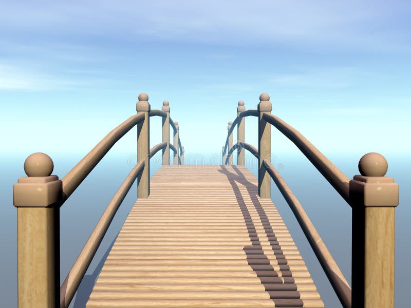 Wooden Bridge To the Sky - 3D Render Stock Illustration - Illustration ...