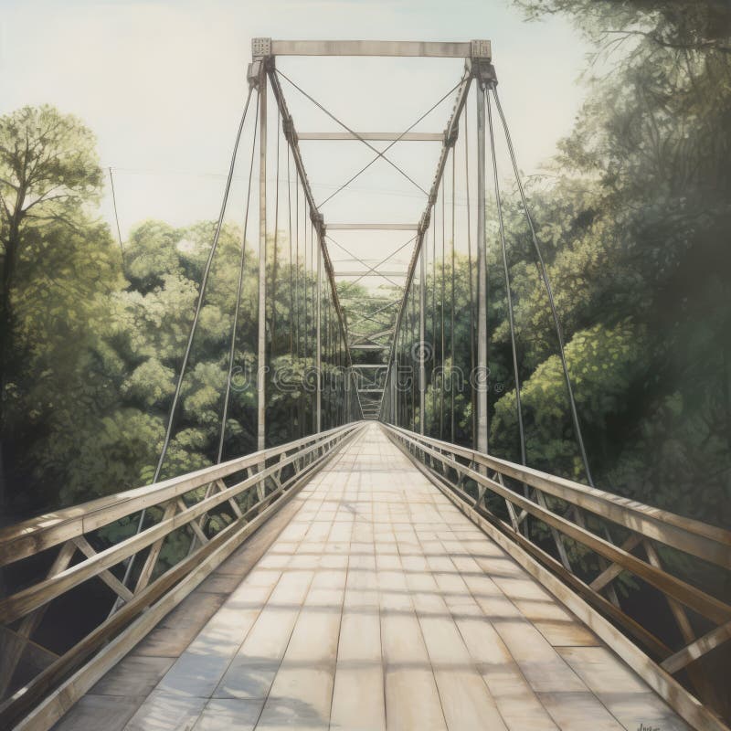 Wooden Bridge and Trees in Forest, Created Using Generative Ai ...