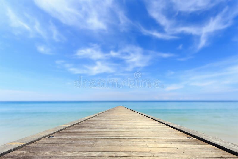 Wooden Bridge or Walkway and Tropical Beach Stock Photo - Image of ...