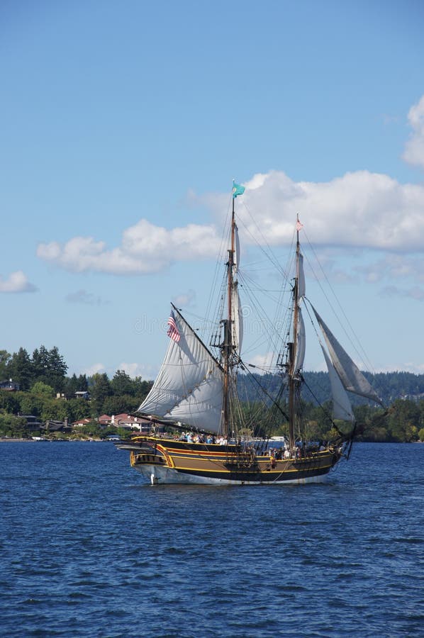The Wooden Brig, Lady Washington, Sails On Lake Washington Editorial ...