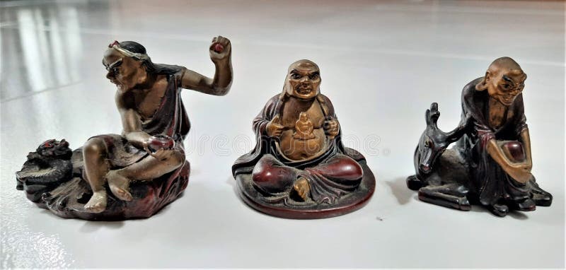 Wooden Bronze Buddha in Prayer Chanting Positions Stock Photo - Image ...