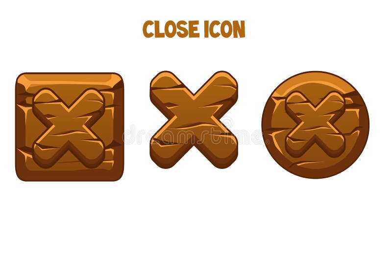 Wooden Brown Buttons or Icons Close for Interface. Stock Vector ...