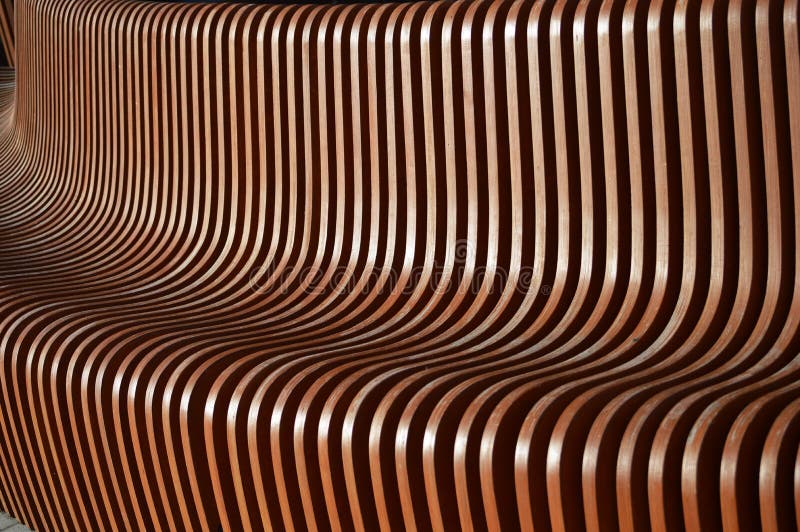 Wooden Brown Curved Slats. Beautiful Reflections of the Sun on the ...