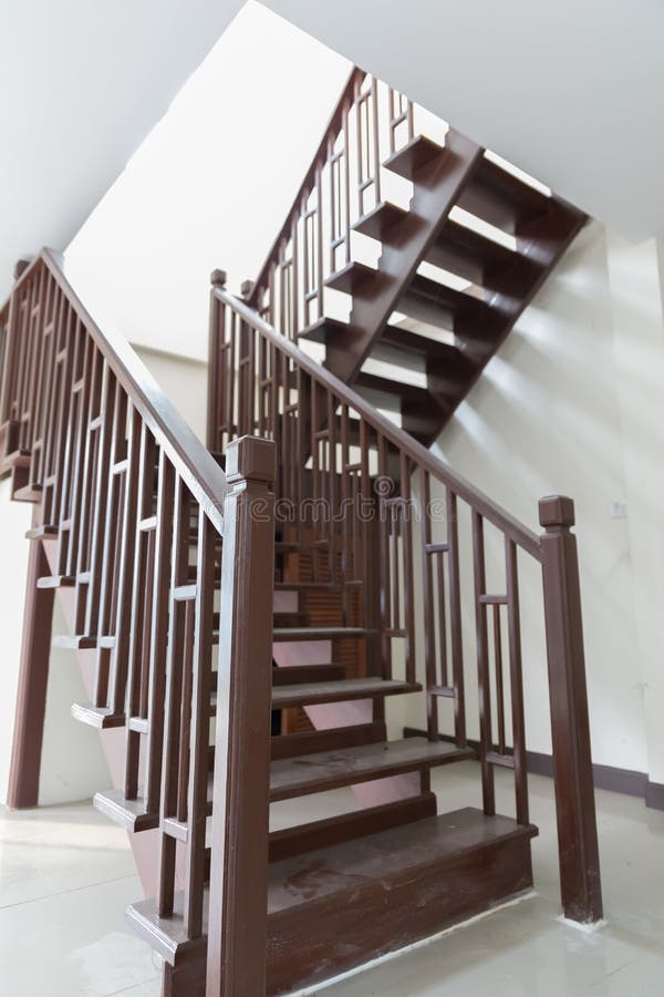 Wooden Brown Stair Inside Home Stock Photo - Image of wooden, estate ...