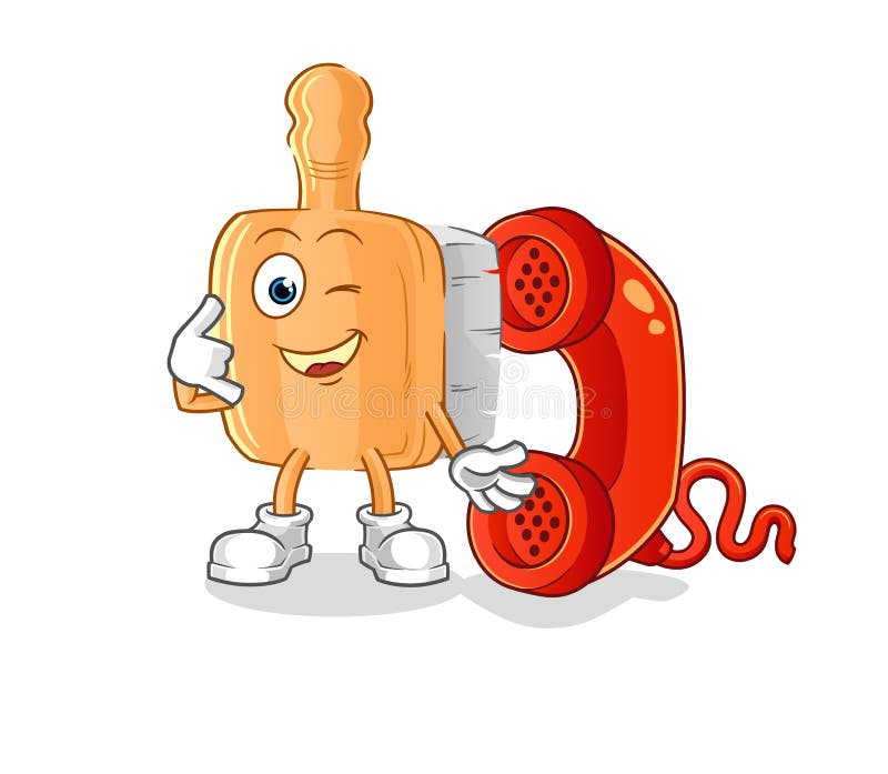 Wooden Brush Call Mascot. Cartoon Vector Stock Vector - Illustration of ...