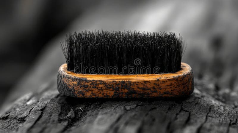 Wooden Brush on Rustic Surface Stock Illustration - Illustration of ...