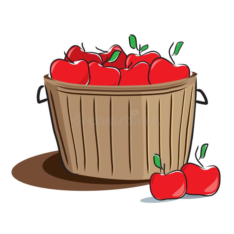 Wooden bucket_apples stock vector. Illustration of apple - 18211752