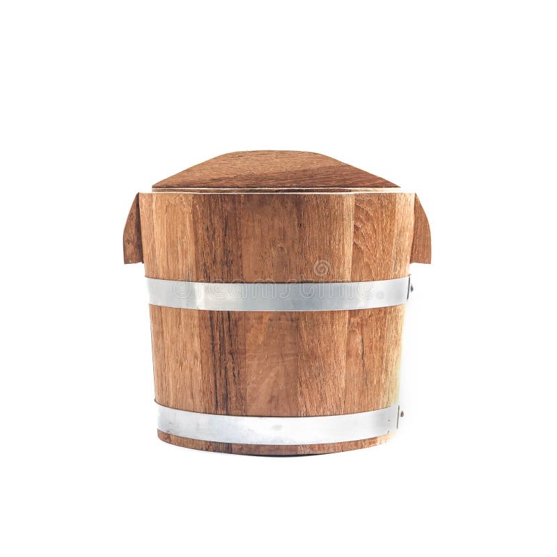 Wooden Bucket on White Background Stock Photo - Image of classic, view ...