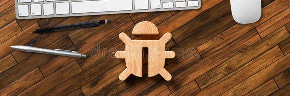 Wooden Bug Icon and a Keyboard Stock Image - Image of environment ...