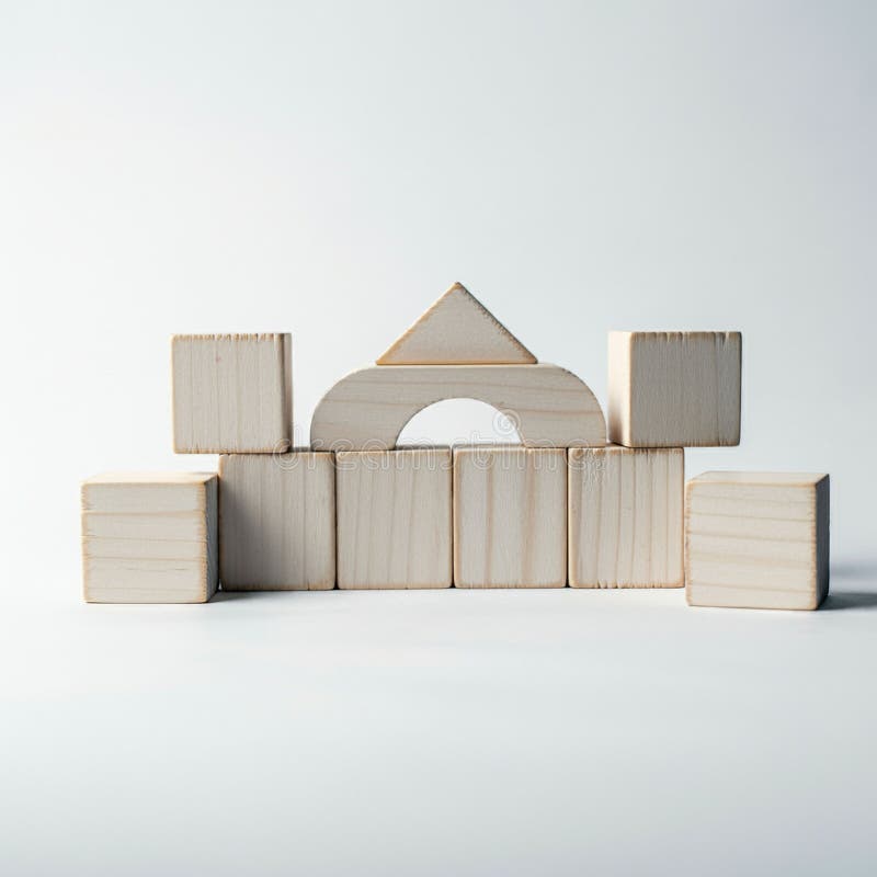 Wooden Building Blocks Arranged in a Simple Structure. the Setup ...