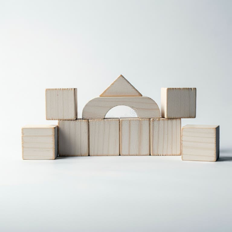 Wooden Building Blocks Arranged in a Simple Structure. the Setup ...