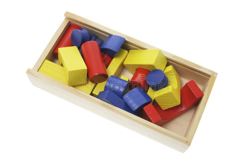 Wooden Building Blocks in Box Stock Image - Image of colours, colourful ...
