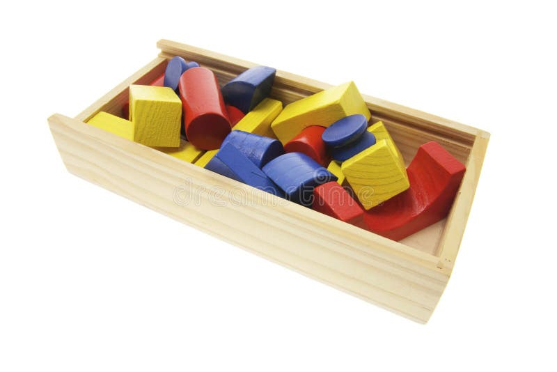 Wooden Building Blocks in Box Stock Image - Image of colours ...