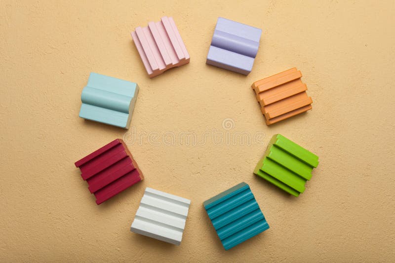 Wooden Building Blocks in Circle, Creative, Logical Thinking Stock ...
