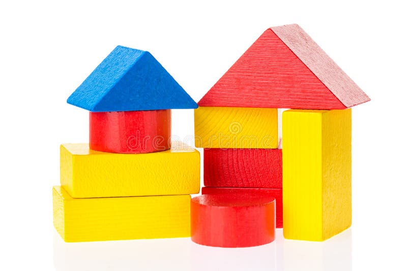 Wooden Building Blocks for Kids Isolated on White Background. Stock ... Wooden Building Blocks for Kids Isolated on White Background. Stock ...