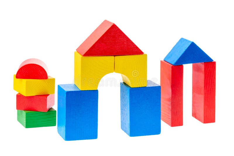 Wooden Building Blocks for Kids Isolated on White Background Stock ...