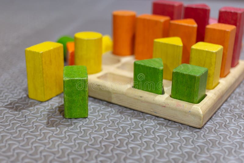 Wooden Building Blocks on Table Stock Photo - Image of square, object ...