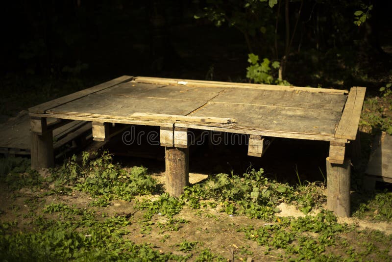 Wooden Building in Forest. Structure of Boards Stock Photo - Image of ...