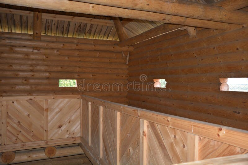 Wooden Building. House Made of Natural Logs Stock Image - Image of ...