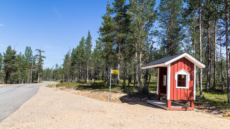 Wooden Bus Stop in Finland Europe Stock Photo - Image of frost, retro ...