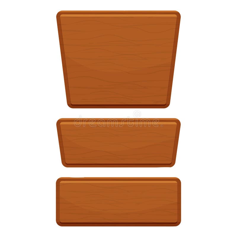 Wood Button Set in Cartoon Style with Cracked Details Isolated on White ...