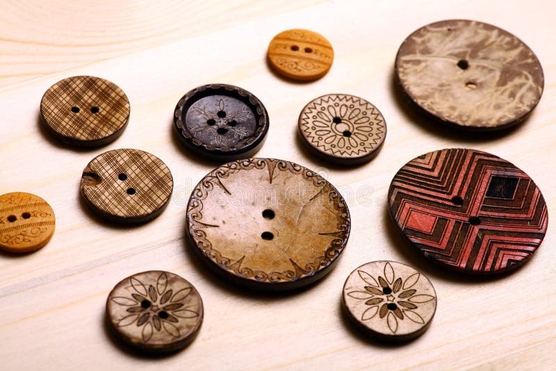 Wooden buttons stock image. Image of sewing, hobby, objects - 38526595
