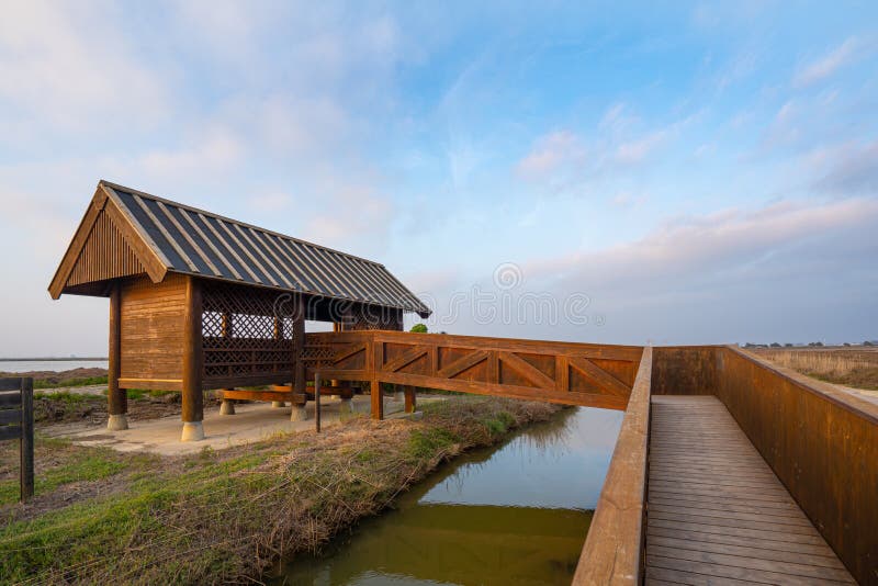 Wooden Cabin for Bird Watching in the Ebro River Delta, Spain Stock ...