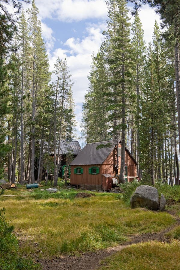 Red Wooden Cabins at Campsite by the Fjord Stock Image - Image of ...