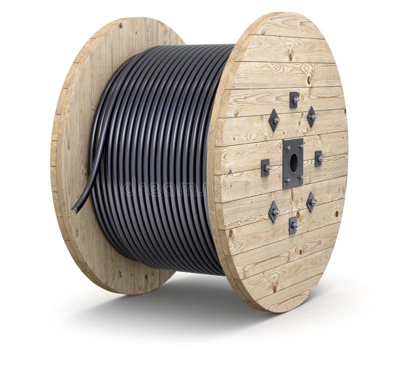 Wooden Coil of Electric Cable Stock Illustration - Illustration of ...