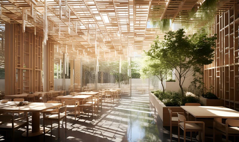 Wooden Cafe Interior Painting, Ai Generative Stock Illustration ...