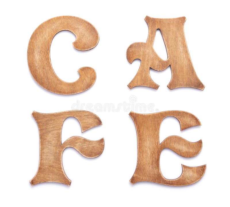 Wooden Cafe Letters on White Background Stock Photo - Image of ...