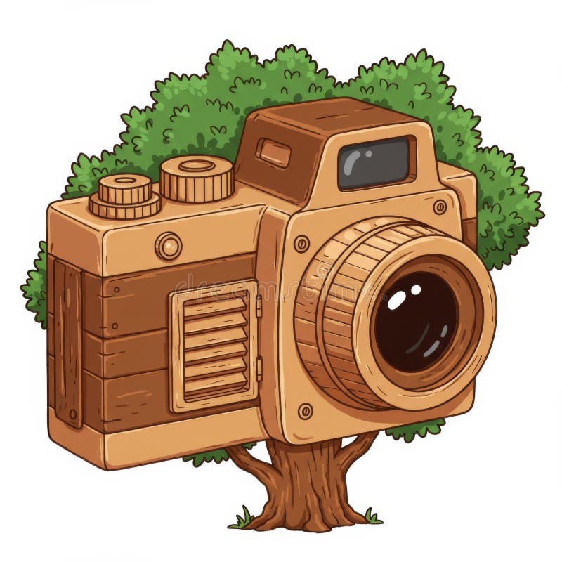 Wooden Camera in a Tree Pixel Art Illustration Stock Illustration ...