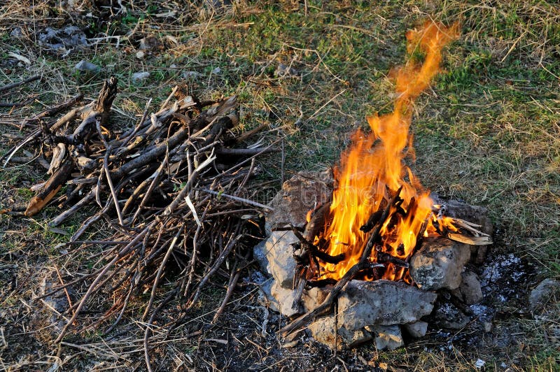 Wooden camp fire stock photo. Image of heat, equipment - 29090496
