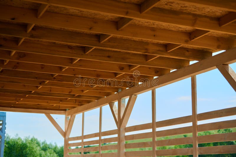 Wooden of Rafters for the Ceiling of the Canopy Stock Photo - Image of ...