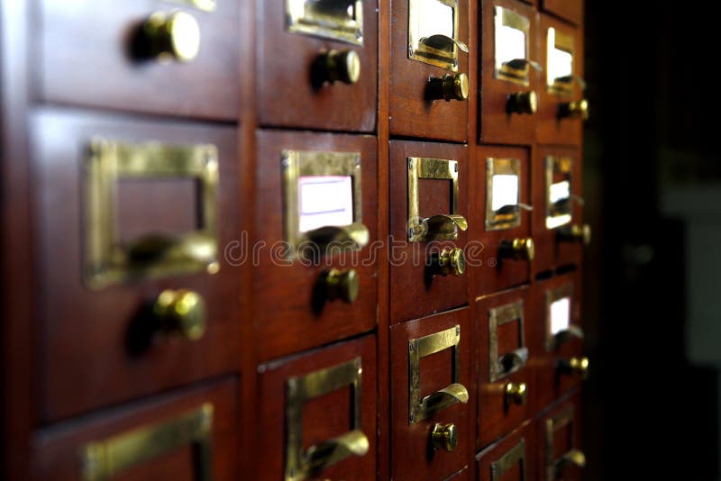 Wooden Card Catalog in a Library Stock Photo - Image of reading ...