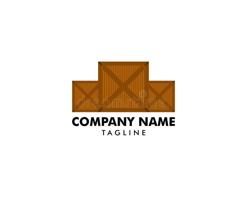 Wooden Cargo Box Design Logo Template Vector Illustration Stock Vector ...