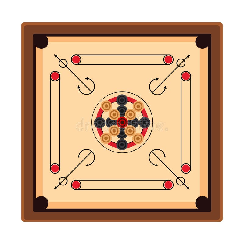 Wooden Carrom Board Game Vector Illustration Carrom Game Vector Carrom ...