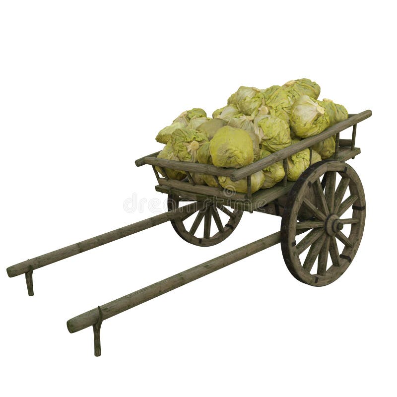 Wooden cart with cabbage stock image. Image of farm - 146414827